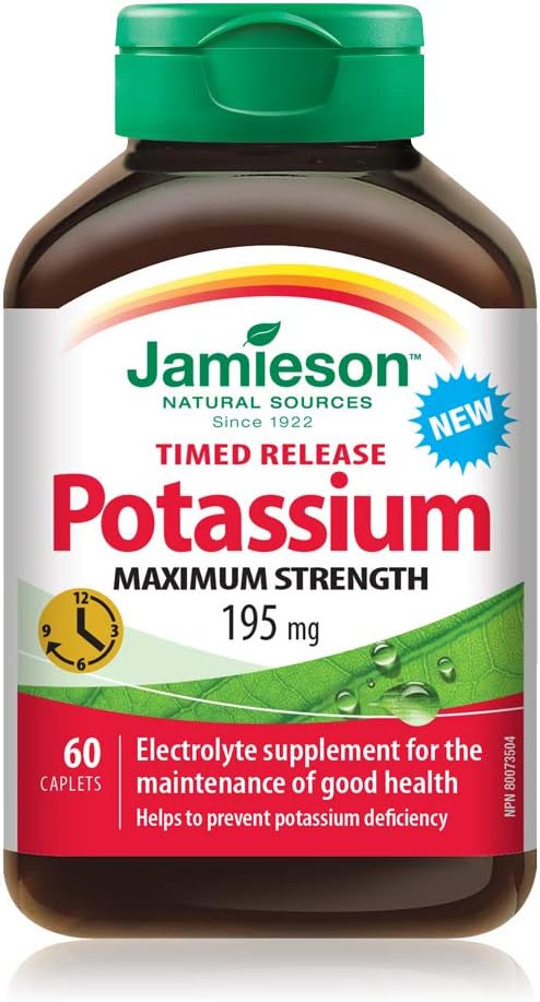 Jamieson Potassium Maximum Strength 195mg Timed Release 60 Caplets ...